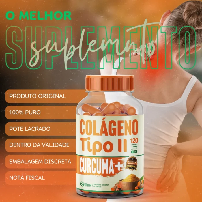 2 Cúrcuma + Colágeno Tipo 2 - 240 Cápsulas 500mg Premium - Forma ...