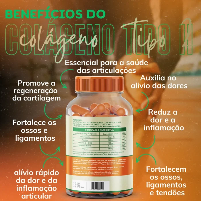 2 Cúrcuma + Colágeno Tipo 2 - 240 Cápsulas 500mg Premium - Forma ...